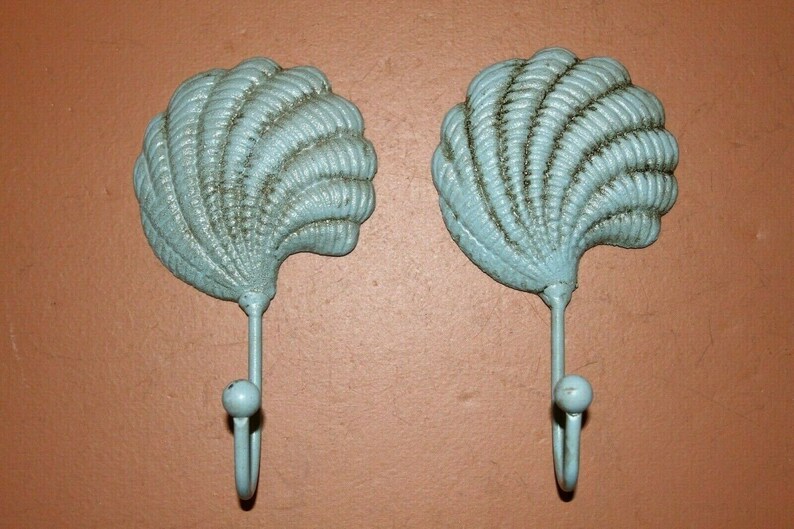Beach House Entryway Seashell Design Coat Key Wall Hooks Cast | Etsy