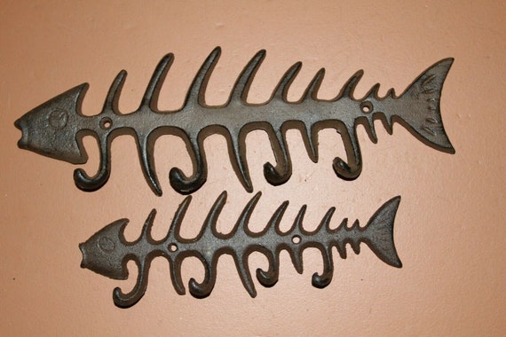 Fishing Lodge Coat Hooks Rack / Wall Mounted Cast Iron Free - Etsy