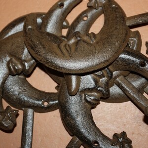 Man in the Moon Wall Hooks 6 1/2 Inch High Solid Cast Iron Volume ...