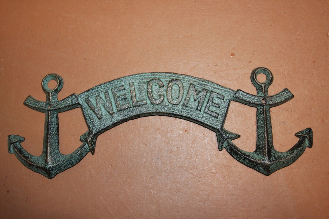 Anchor Welcome Sign Plaque Bronze Look Cast Iron 10 1/4 Inches, BL-43 ...