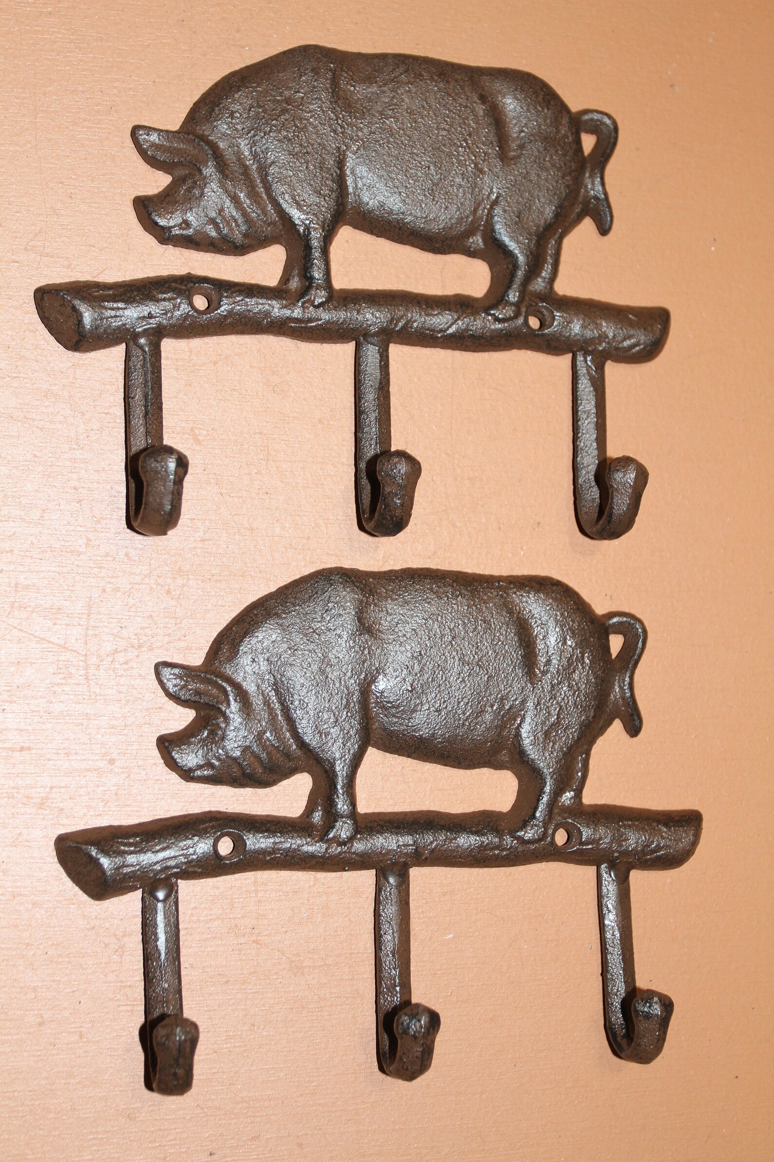 Rustic Hog Wall Decor / Cast Iron Wall Hooks 7 Inch Wide 3 - Etsy
