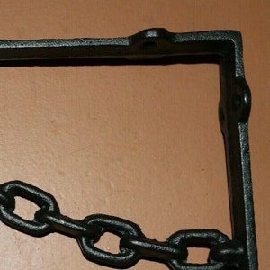Black Industrial Chain Shelf Brackets / Patio Corbels, Heavy Solid Cast ...