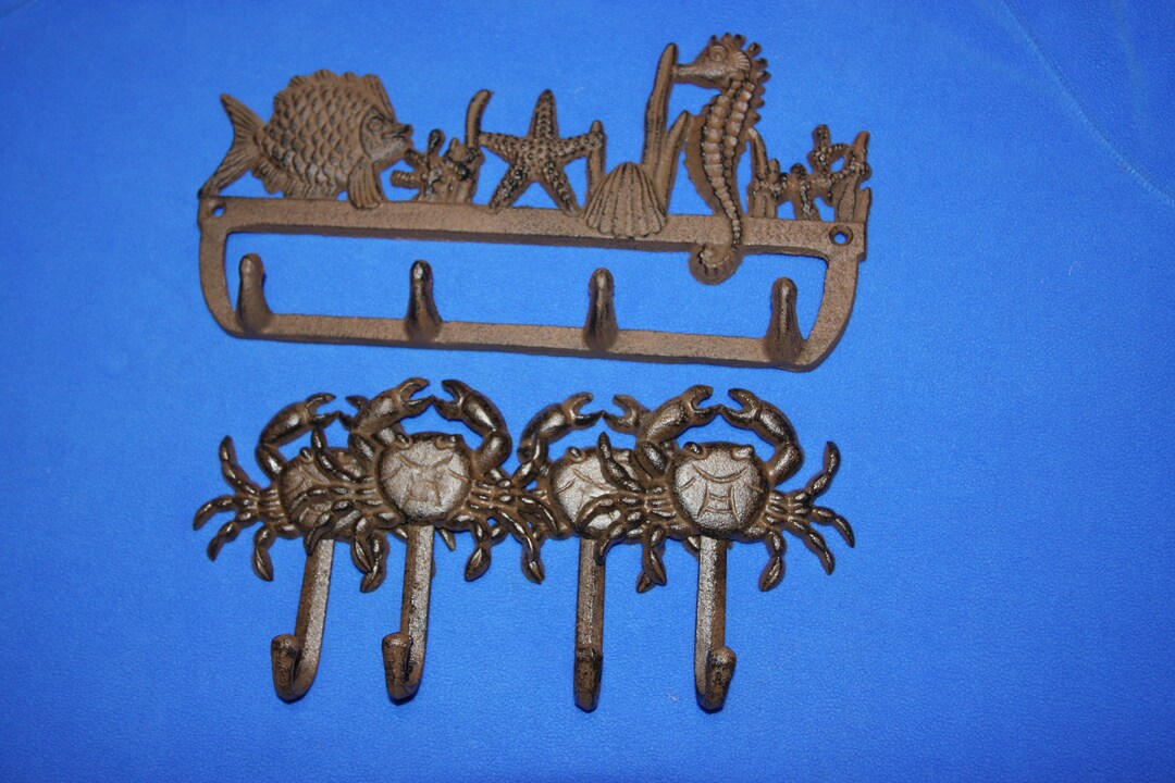 5 Sea Life Decor Gift Set Rustic Coastal Bath Towel Rack - Etsy