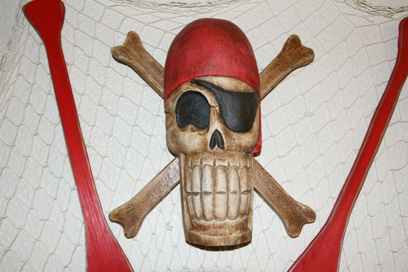 Jolly Roger Theme Boathouse Decor Weathered Look Wood 5 items Home ...