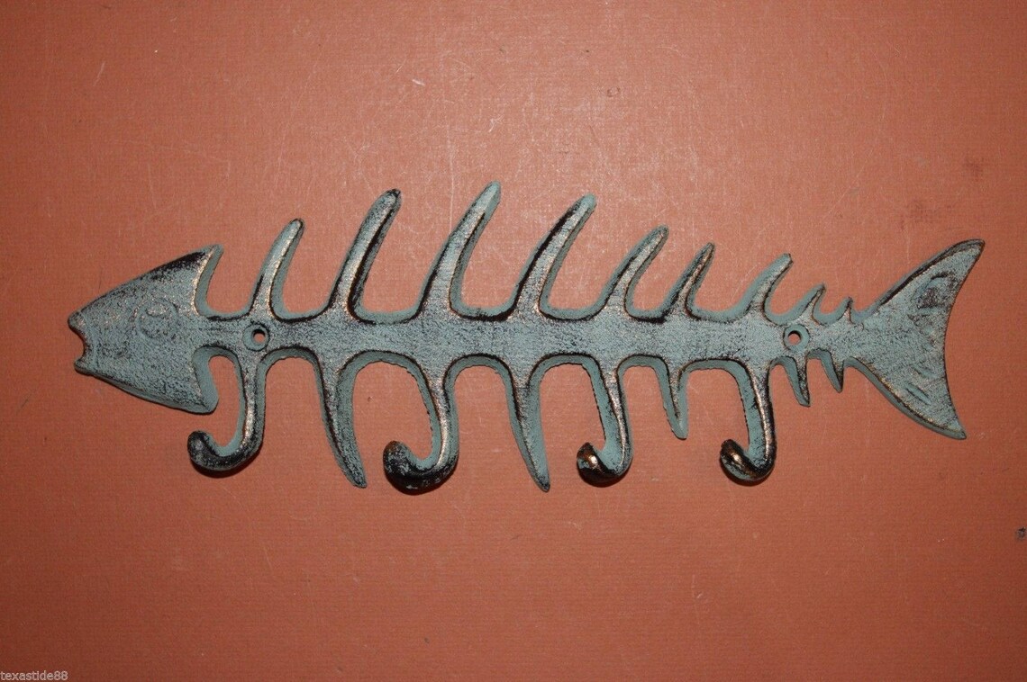 Antique-look Fish Skeleton Decor Bonefish Wall Hook | Etsy