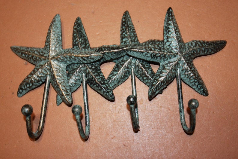 Starfish Key Hooks Bronze-look Cast Iron 5 Inch Volume | Etsy
