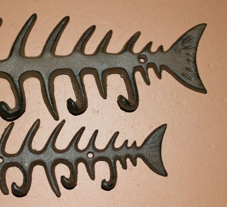 Fishing Lodge Coat Hooks Rack / Wall Mounted Cast Iron Free - Etsy