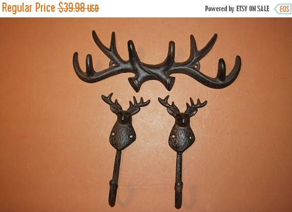 Wall Mounted Antler Towel Rack Deer Head Stag Towel Hooks | Etsy