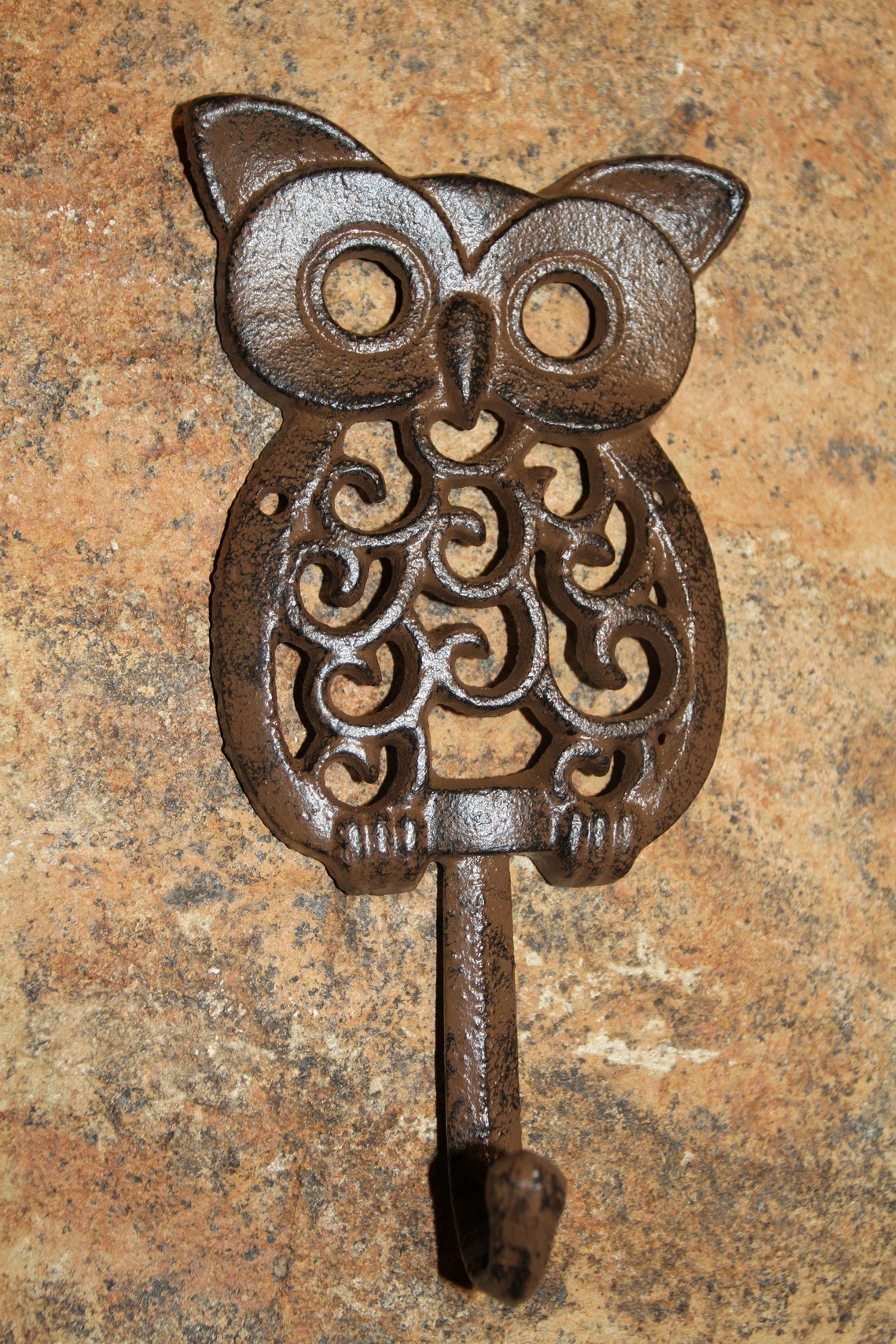 6 Vintage Look Cast Iron Owl Wall Hooks 7 1/2 Inch Patio - Etsy