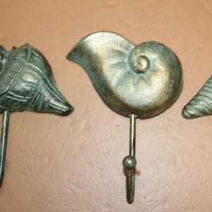 Bronze Look Seashell Towel Hooks Set, Nautical Touch, Free Ship - Etsy