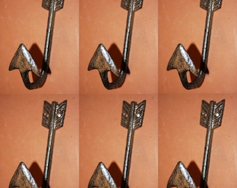 4 Vintage Look Cast Iron Arrow Wall Hooks 6 Inches Tall | Etsy