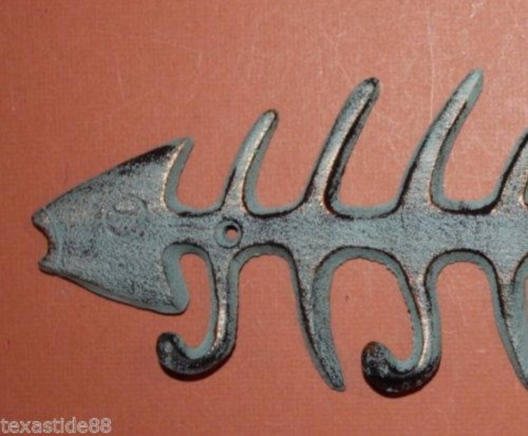 Antique-look Fish Skeleton Decor, Bonefish Wall Hook, 13"+, Fisherman ...