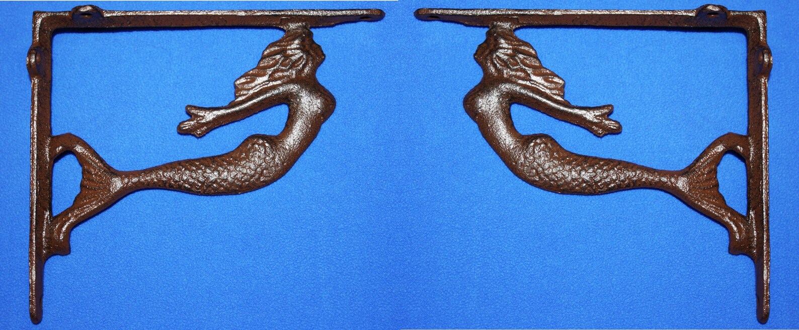 Nautical Reading Nook Mermaid Book Shelf Brackets Solid Cast Iron, 7 3/ ...