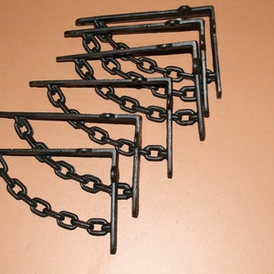 Black Industrial Chain Shelf Brackets / Patio Corbels, Heavy Solid Cast ...
