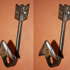 4) Vintage Look Cast Iron Arrow Wall Hooks, 6 Inches Tall, Shipping ...