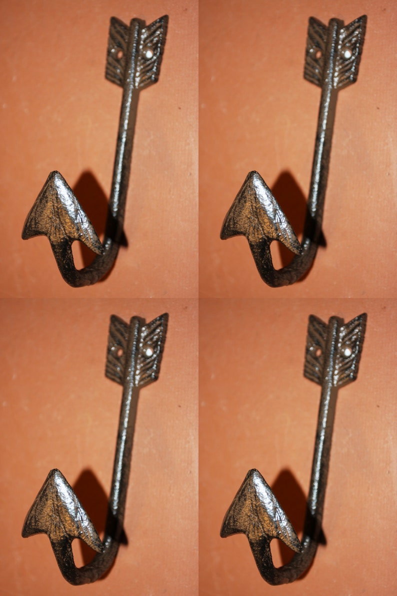 4 Vintage Look Cast Iron Arrow Wall Hooks 6 Inches Tall | Etsy