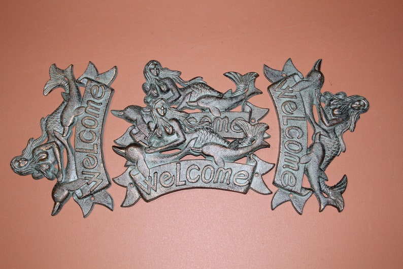 Coastal Welcome Home Plaque Mermaid Design Bronze Look Cast - Etsy