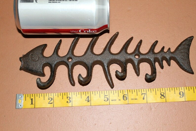 Fish Bone Key Hook Rack Cast Iron Fisherman Cabin Lodge - Etsy
