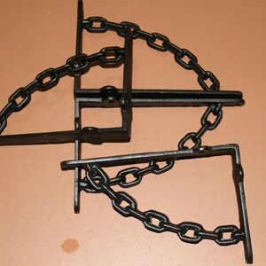 Black Industrial Chain Shelf Brackets / Patio Corbels, Heavy Solid Cast ...