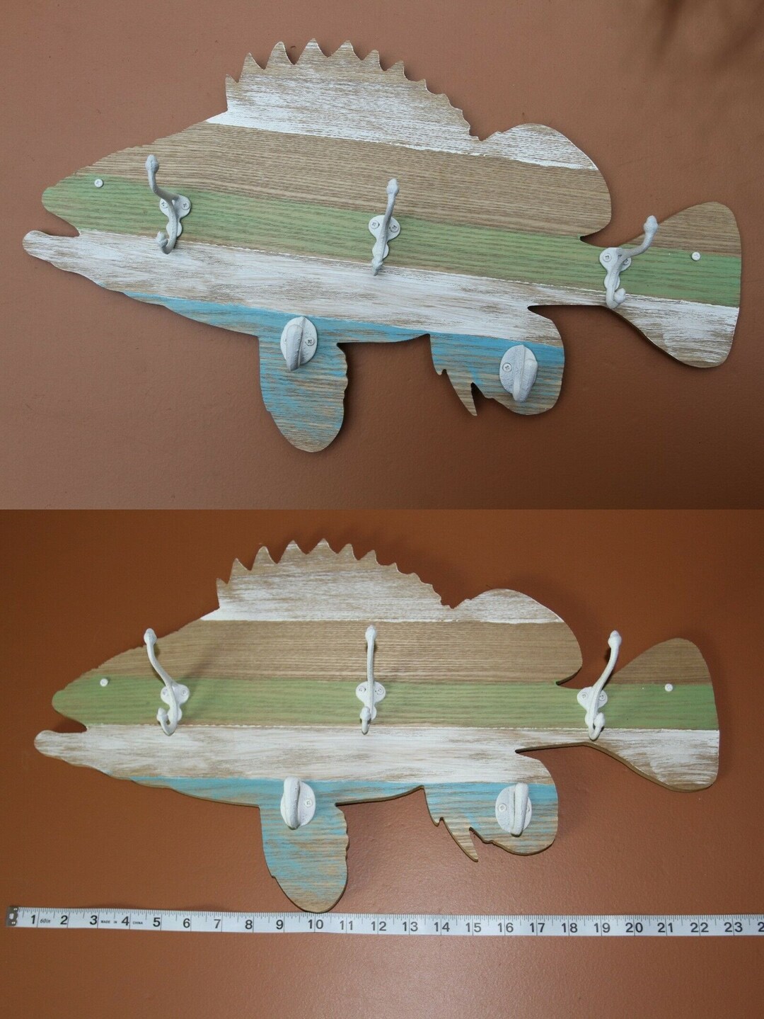 2 Fish Cleaning Station Decor, Wooden Fish Hooks Racks, 22 1/2 Inch ...