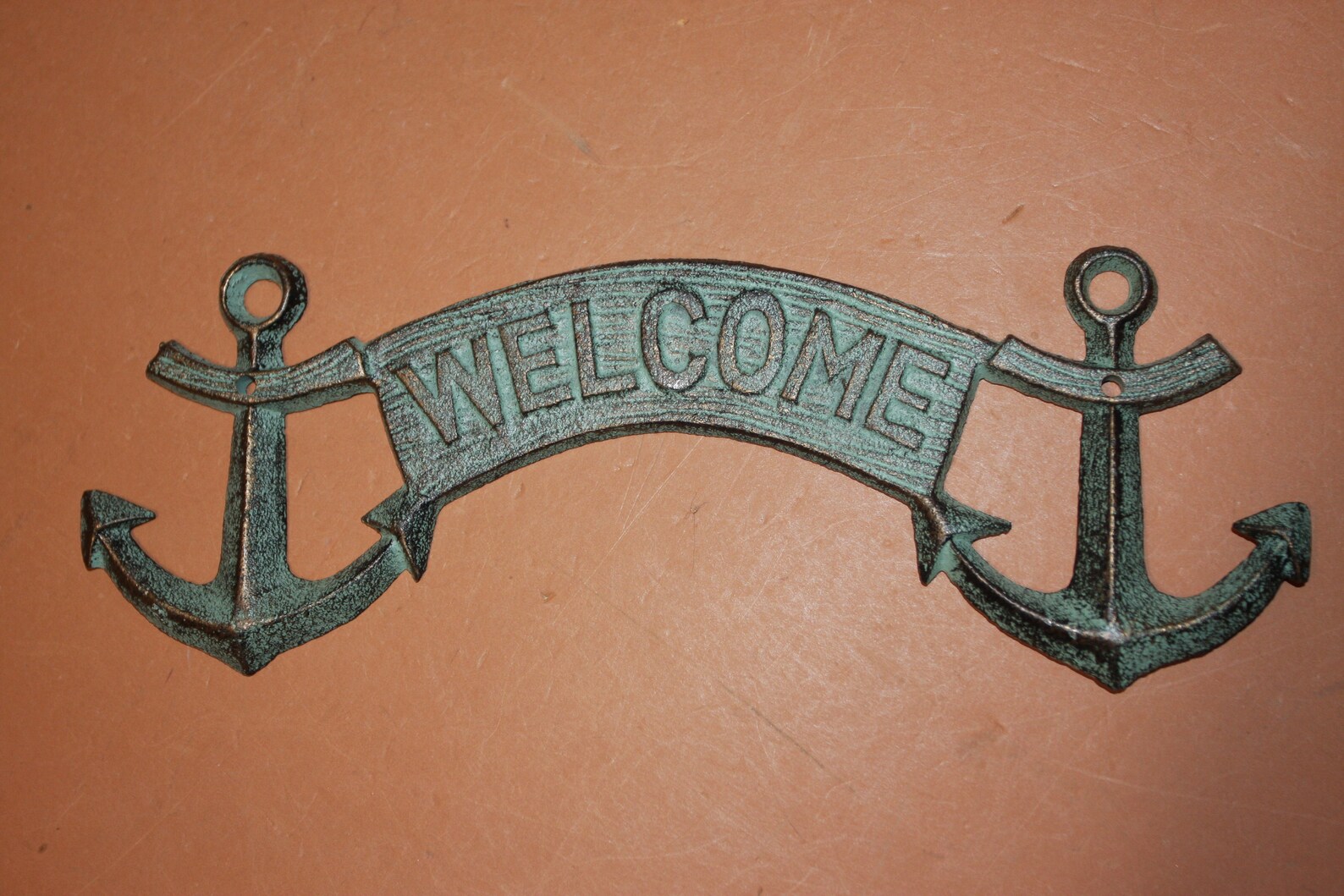 4 Nautical Welcome Sign Anchor Wall Hooks Ships Wheel Plaque | Etsy