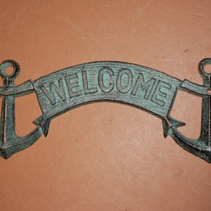 4) Nautical Welcome Sign Anchor Wall Hooks Ships Wheel Plaque Set, Cast ...