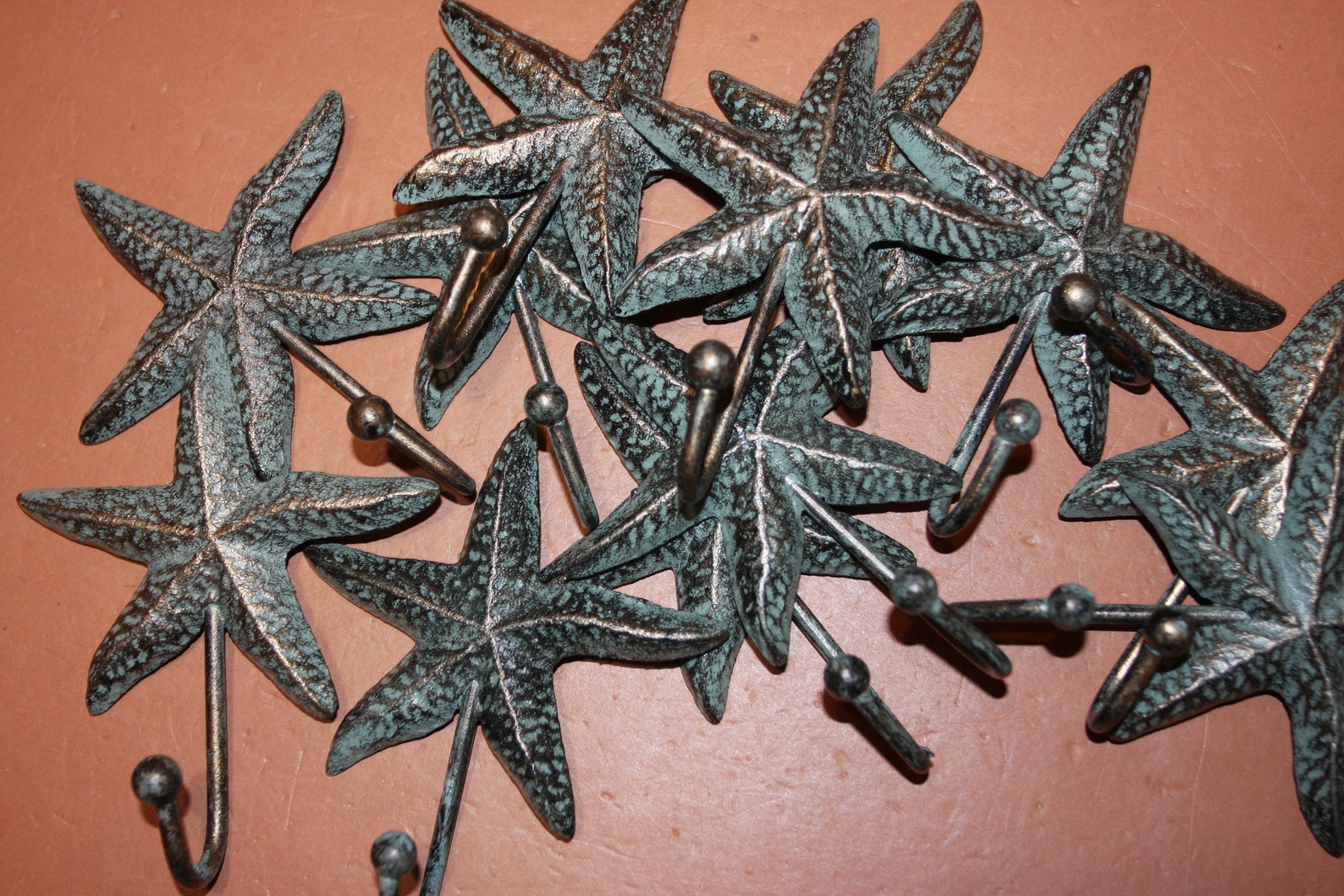 Starfish Key Hooks Bronze-look Cast Iron 5 Inch Volume | Etsy
