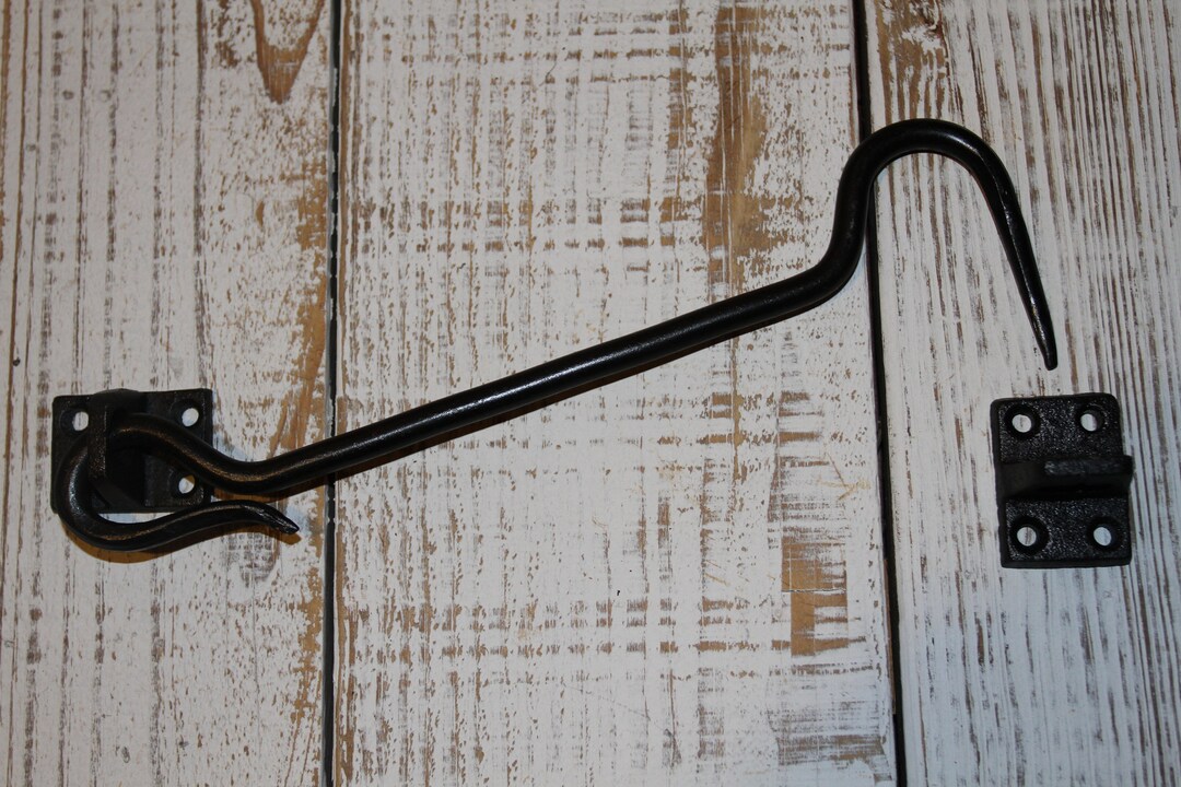 2) Log House Cabin Door Hook Latches 10 Inch Cast Iron Rustic Black ...