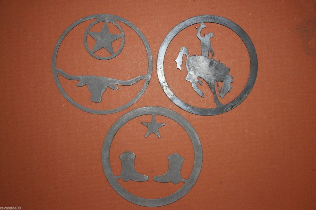 Country Western Metal Laser Cutouts, 18 Pieces Total - 6 of Each ...