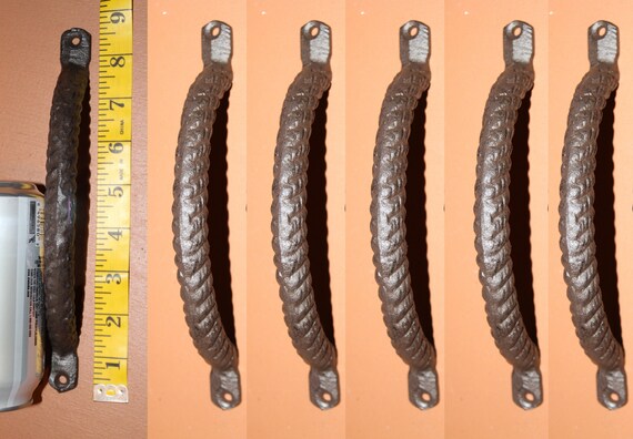 Rustic Coastal Door Pull Cast Iron Rope Design 8 1/2 inch | Etsy