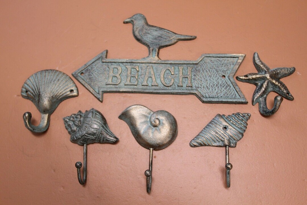 Bronze Look Seashell Towel Hooks Set, Nautical Touch, Free Ship - Etsy