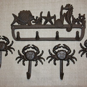 5 Sea Life Decor Gift Set Rustic Coastal Bath Towel Rack - Etsy