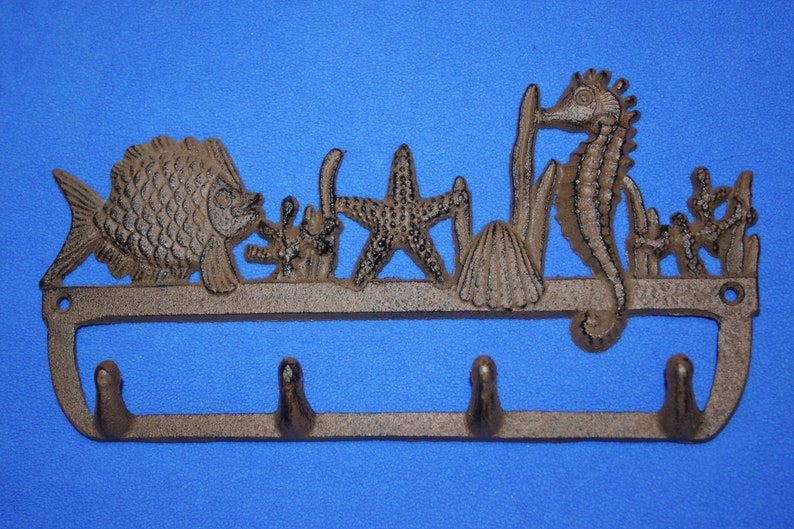 5 Sea Life Decor Gift Set Rustic Coastal Bath Towel Rack - Etsy