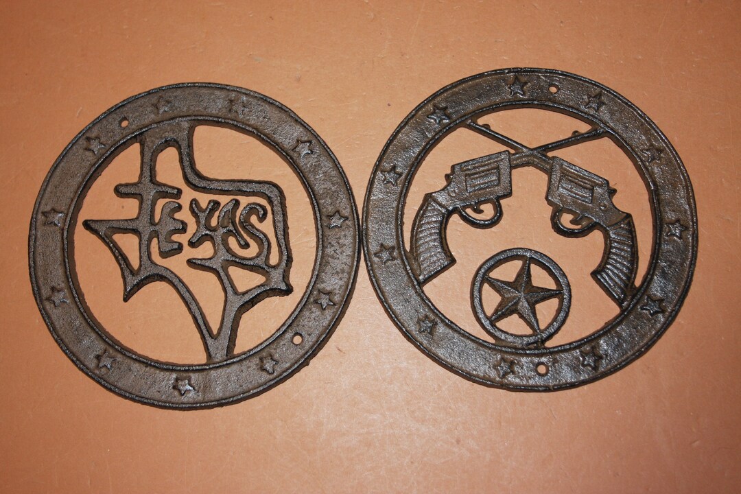 2 Rustic Texas Wall Decor Gift Vintage-look Wall Plaques, 6 1/2 Each, W ...