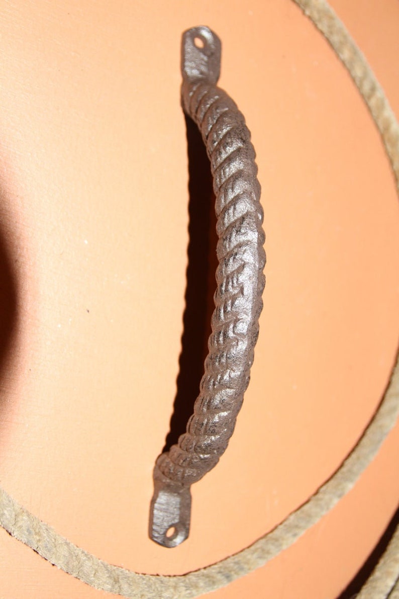 Rustic Coastal Door Pull Cast Iron Rope Design 8 1/2 Inch - Etsy
