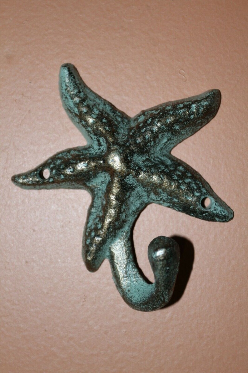 Tropical Sea Life Bath Towel Hooks Set Cast Iron Beach Style - Etsy