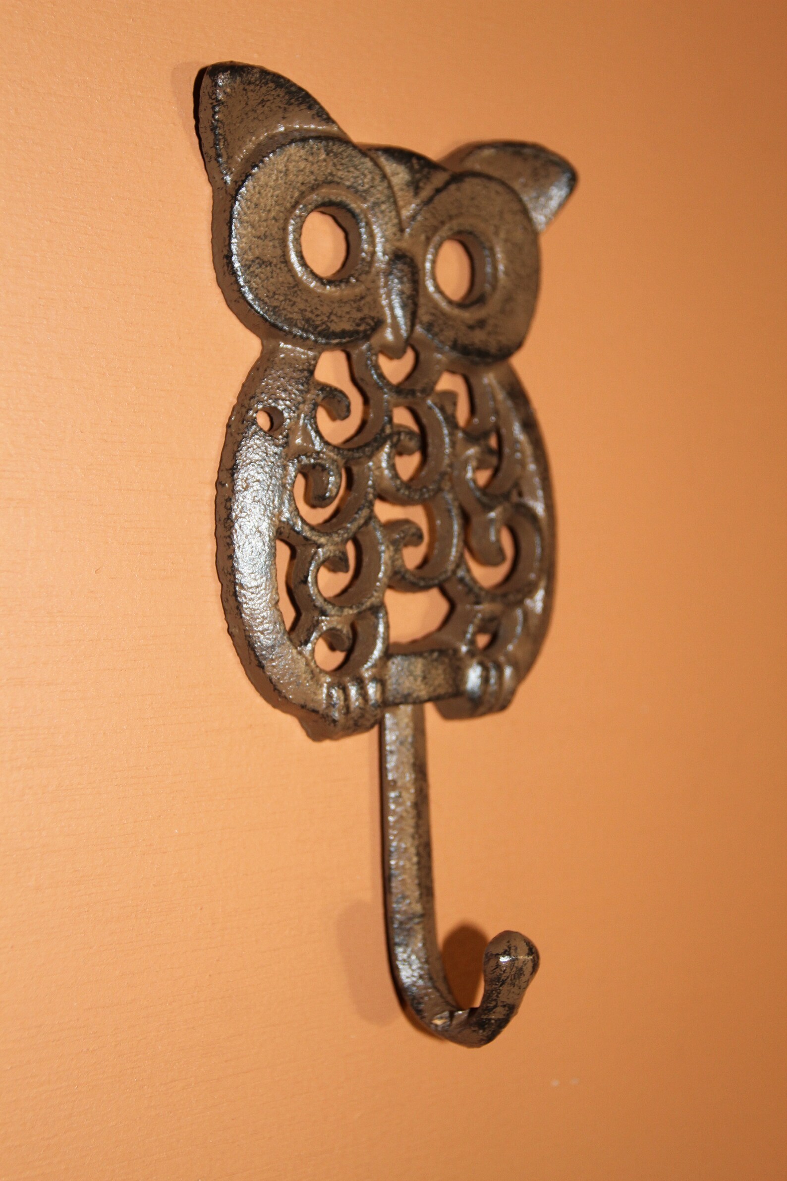 6 Vintage Look Cast Iron Owl Wall Hooks 7 1/2 Inch Patio - Etsy