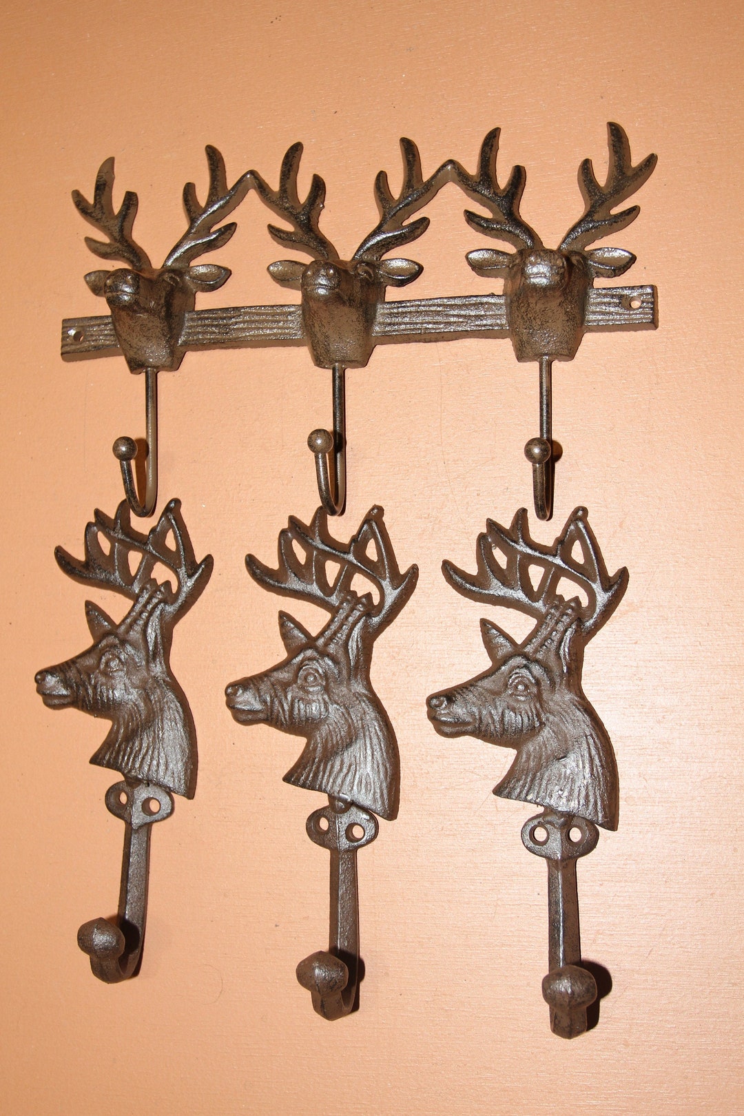 Hunting Home Decor Rustic Cast Iron Deer Antler Wall Hooks, Deer ...