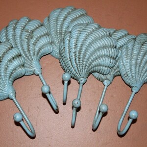 Beach House Entryway Seashell Design Coat Key Wall Hooks, Cast Iron, N ...