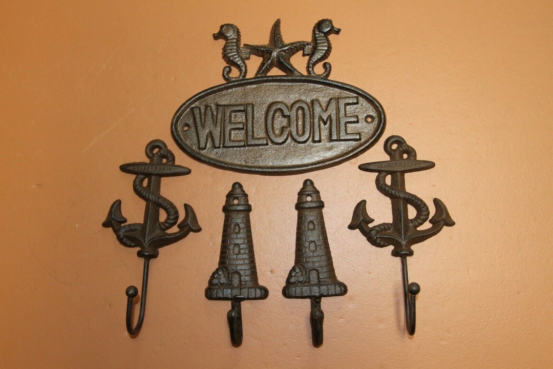 Cape Cod Theme Coat Hooks Set, Welcome Plaque Set, Tropical Memories - Etsy