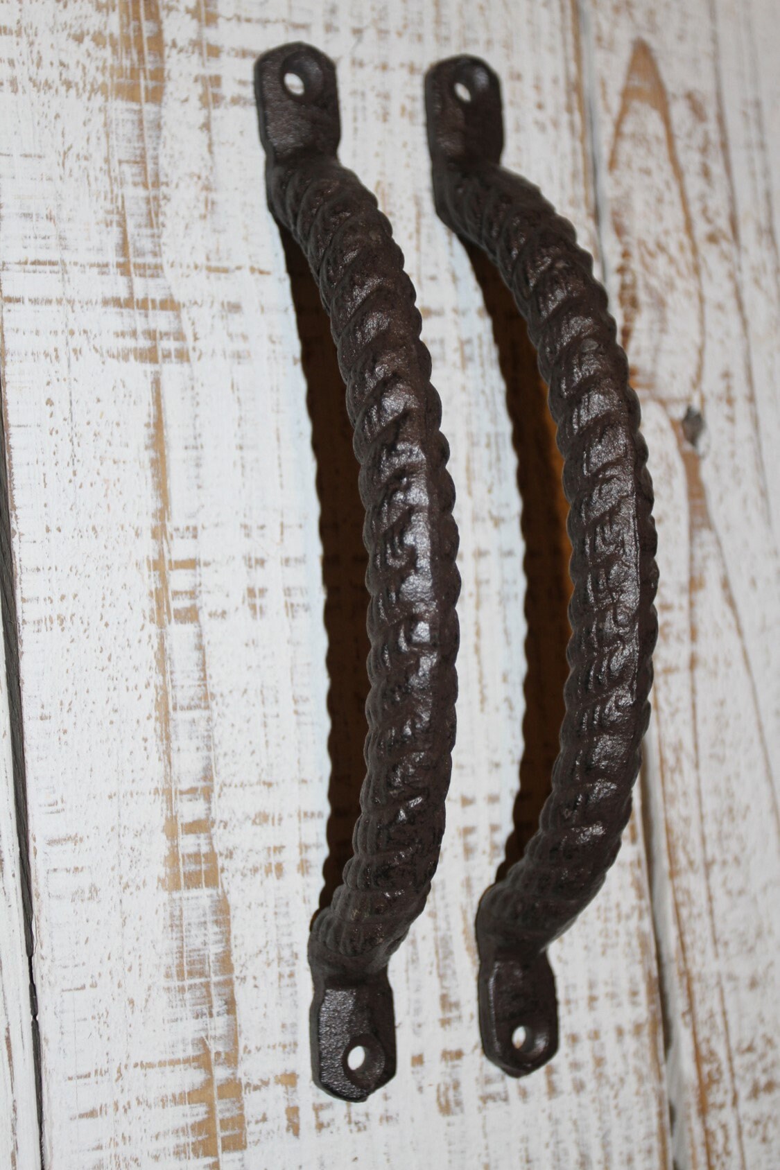 Rustic Coastal Door Pull Cast Iron Rope Design 8 1/2 inch | Etsy