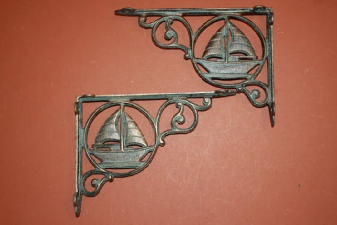 Nautical Shelf Brackets / Sailboat Design, 9 Inch / Cast Iron B-32 - Etsy