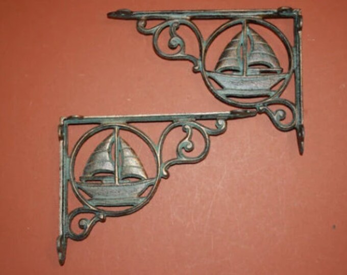 Nautical Shelf Brackets / Sailboat Design 9 Inch / Cast Iron - Etsy