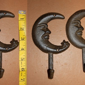 Man in the Moon Wall Hooks 6 1/2 Inch High Solid Cast Iron Volume ...