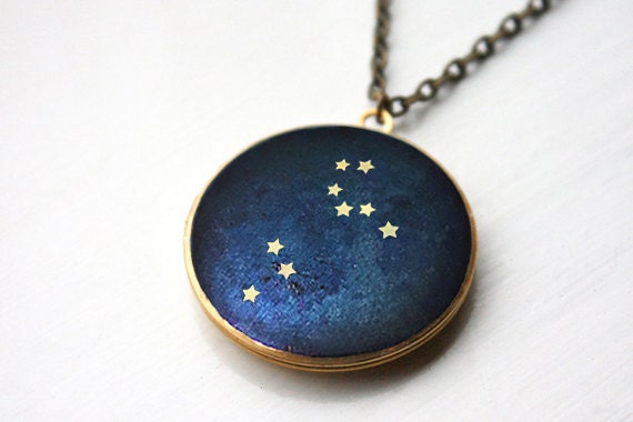 Leo Constellation illustrated brass locket astrology brass | Etsy