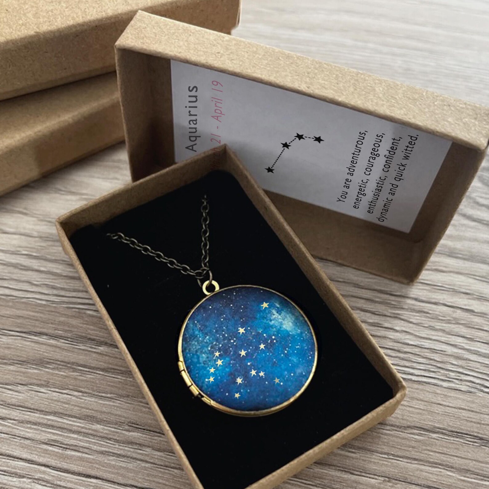 Aquarius Locket, Zodiac Gift, Star Sign Locket, Constellation Gift ...