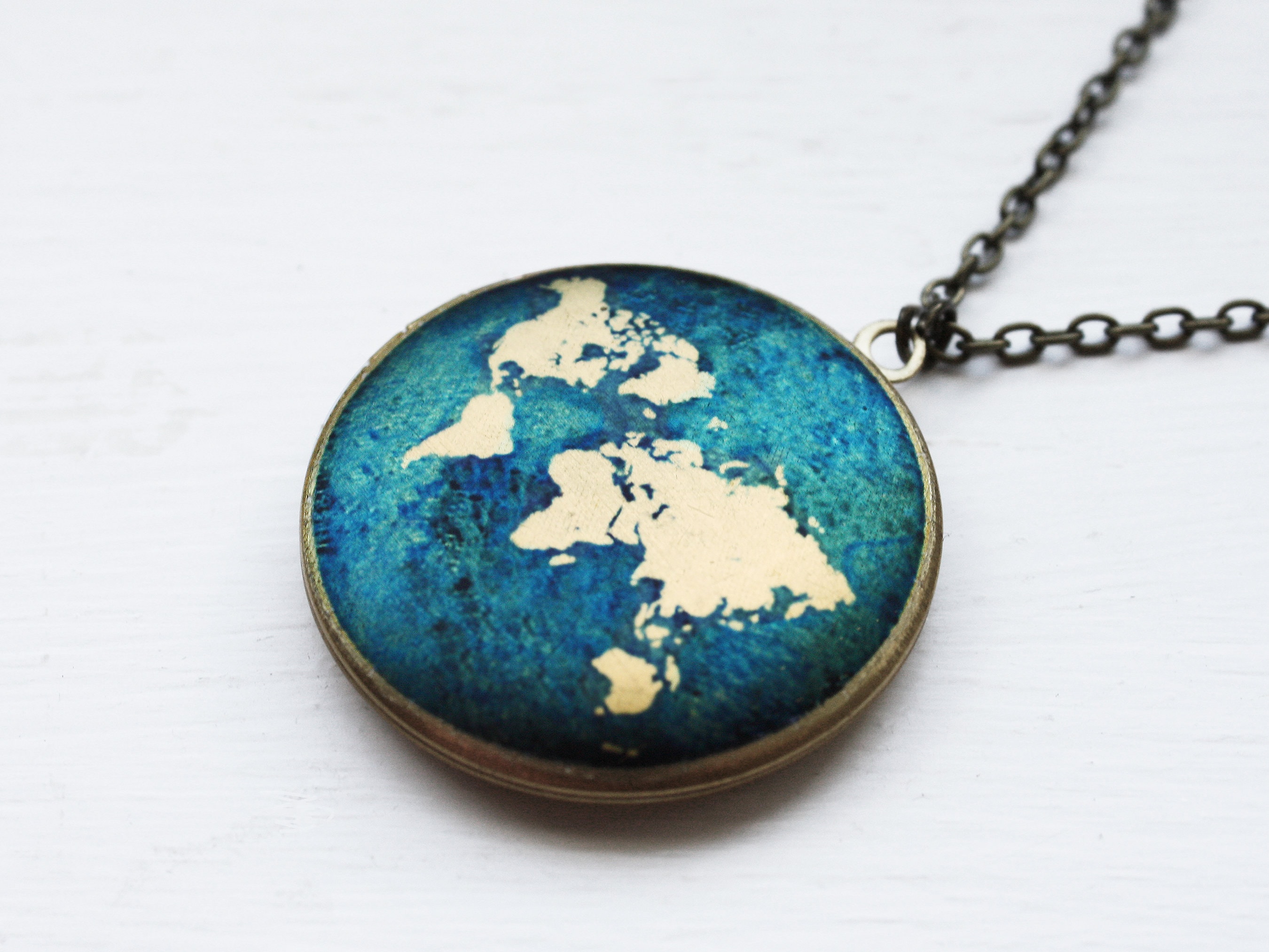 World Map Locket Travel Locket Map Necklace Earth Locket - Etsy