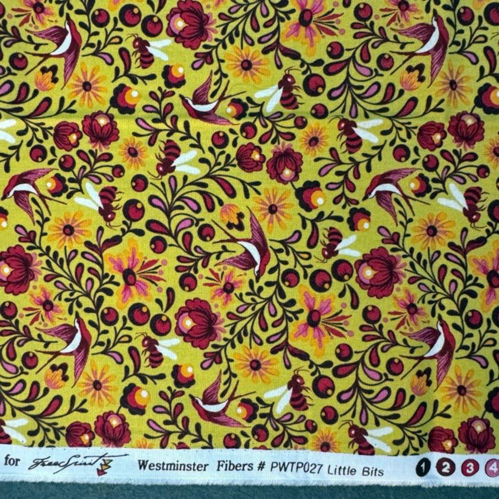 Tula Pink the Birds and the Bees Little Bits in Honey OOP 1 Half Yard ...