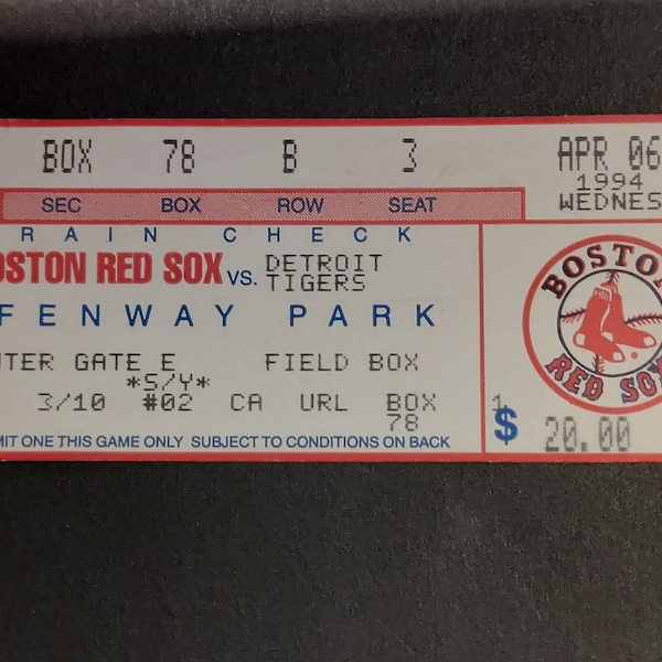 Red Sox Ticket - Etsy