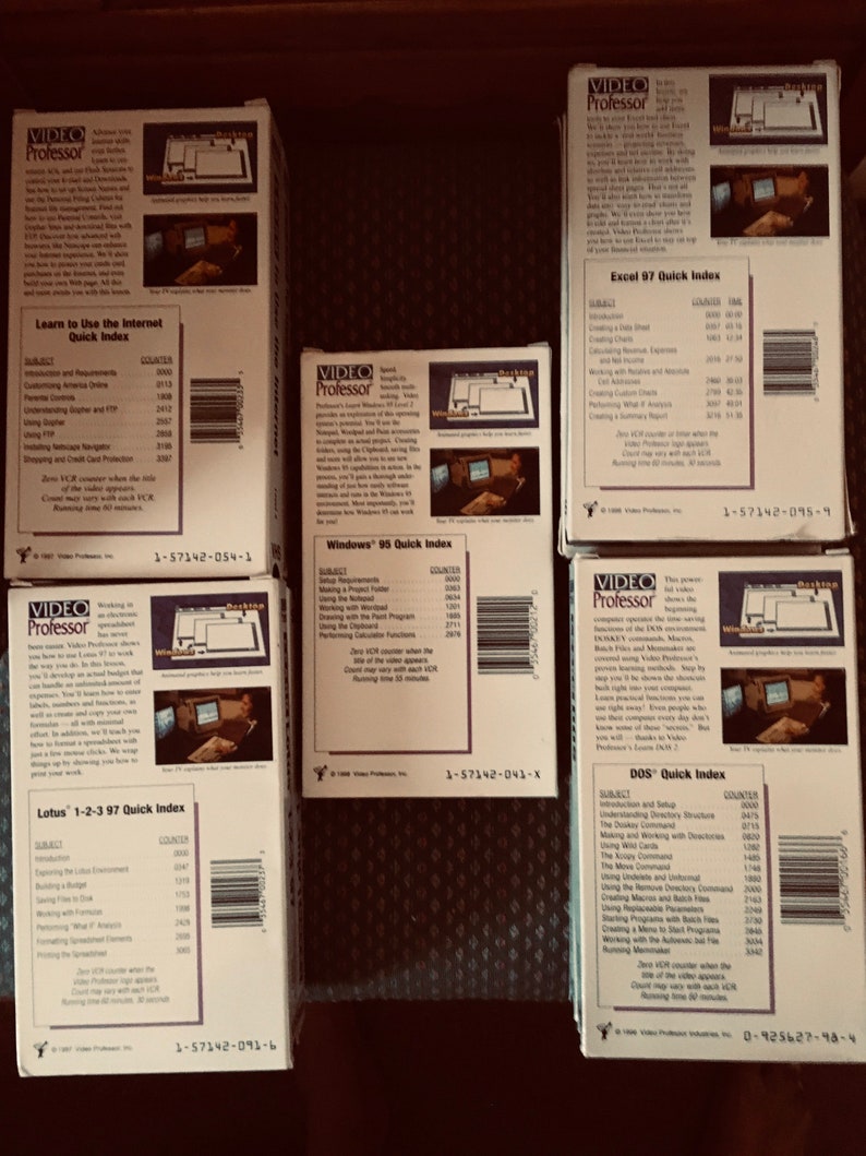 VHS Video Professor Computer Software Learning Videos Win 95 Excel 97 ...